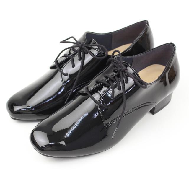 シューファンタジー（Shoe Fantasy）/日本製 マニッシュシューズ ヒモ付き カジュアル　3cmヒール 楽ちん 幅広 シンプル