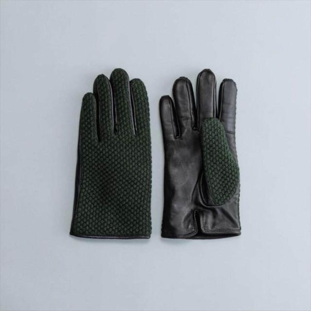バックヤードファミリー（BACKYARD FAMILY）/MEN 鹿子編み ニットコンビレザーグローブ