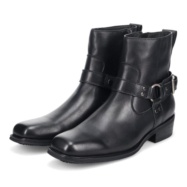 フープ ディ ドゥ（whoop−de−doo）/本革 ハイヒール ジップアップ スクエアトゥ ハーネスリング ショートブーツ