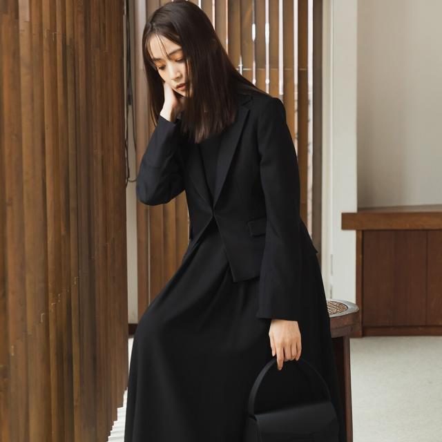 フォルムフォルマ（form forma）/【喪服・礼服】《日本製素材》テーラードジャケット＆ロングワンピース　ブラックフォーマル/ 卒入学式