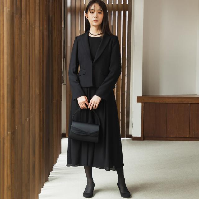 フォルムフォルマ（form forma）/【喪服・礼服】《日本製素材》テーラードジャケット＆ロングワンピース　ブラックフォーマル/ 卒入学式