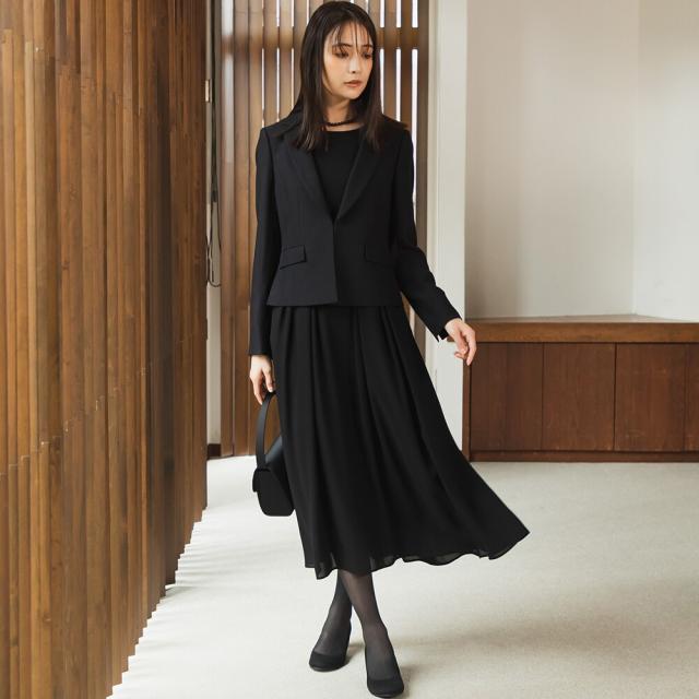 フォルムフォルマ（form forma）/【喪服・礼服】《日本製素材》テーラードジャケット＆ロングワンピース　ブラックフォーマル/ 卒入学式