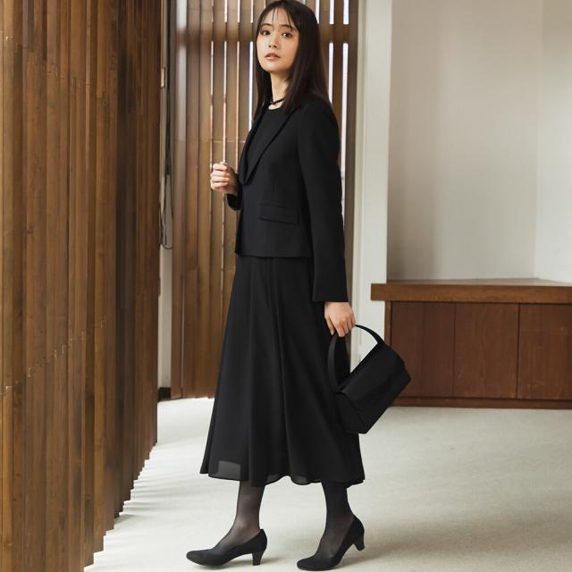 フォルムフォルマ（form forma）/【喪服・礼服】《日本製素材》テーラードジャケット＆ロングワンピース　ブラックフォーマル/ 卒入学式