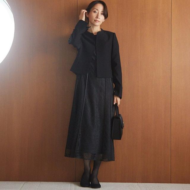 フォルムフォルマ（form forma）/【喪服・礼服】ノーカラージャケット＆レースワンピース/セットアップスーツ/ブラックフォーマル