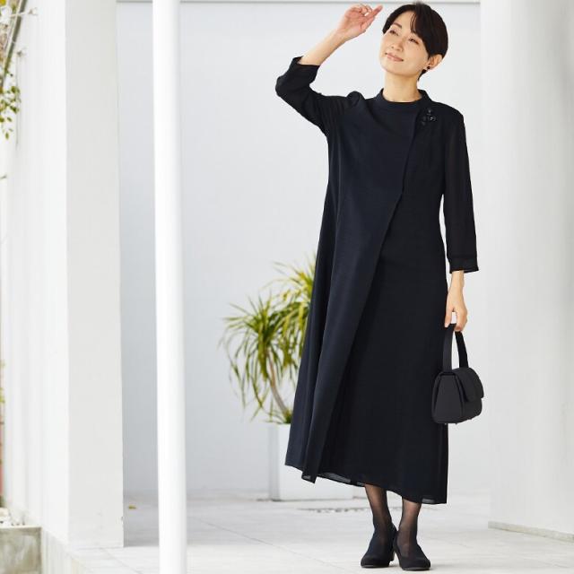 フォルムフォルマ（form forma）/【喪服・礼服】絽ランダムボーダー/ワンピース/ブラックフォーマル/夏