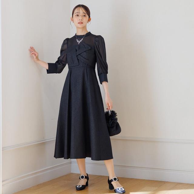 フォルムフォルマ（form forma）/リボンジャガードドレス/結婚式/パーティー/お呼ばれ