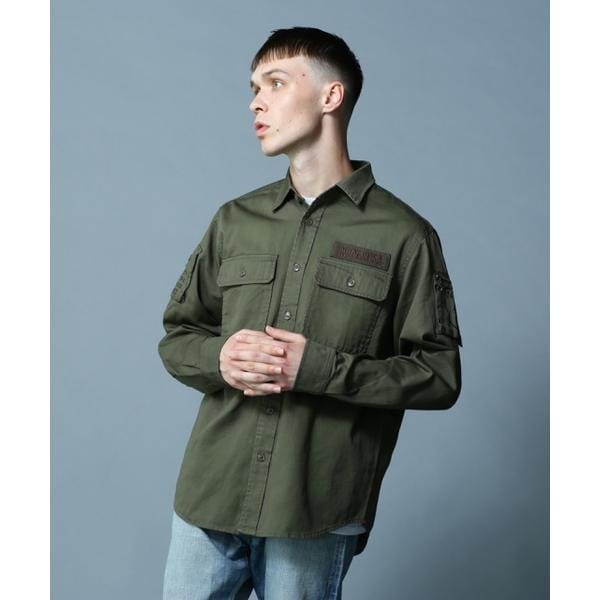 アヴィレックス（AVIREX）/BASIC FATIGUE KHAKI L／S SHIRT／長袖 ファティーグ カーキ シャツ