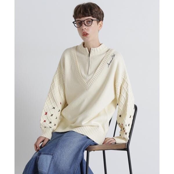 アヴィレックス（AVIREX）/《直営店限定》BOTTLE NECK SLEEVE EMBROIDERY TOPS／ボトルネック