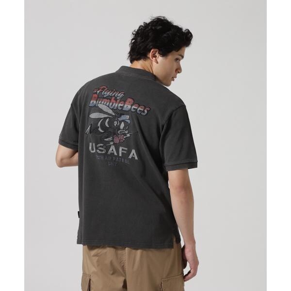 アヴィレックス（AVIREX）/《直営店限定》FADE WASH EMB POLO ”BUMBLE BEE” ／ フェイドウォッシュ