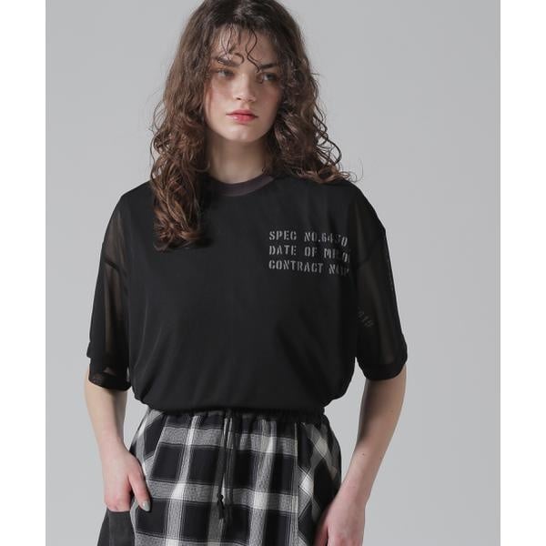 アヴィレックス（AVIREX）/《WOMAN／直営店限定》SHEER LAYERED PRINT T−SHIRT／シアーレイヤード