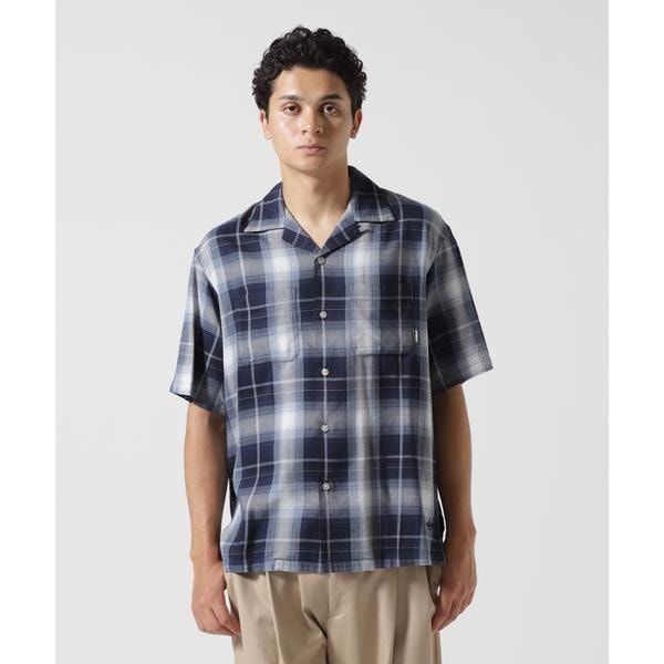アヴィレックス（AVIREX）/ONE POINT OMBRE CHECK SHIRT ／ 半袖 ワンポイント オンブレチェックシャ