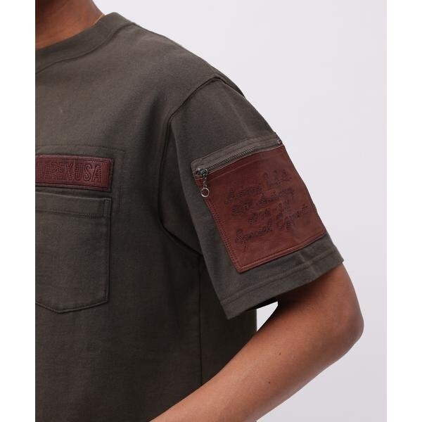 アヴィレックス（AVIREX）/《50th Anniversary》LEATHER PATCHED FATIGUE T−SHIRT