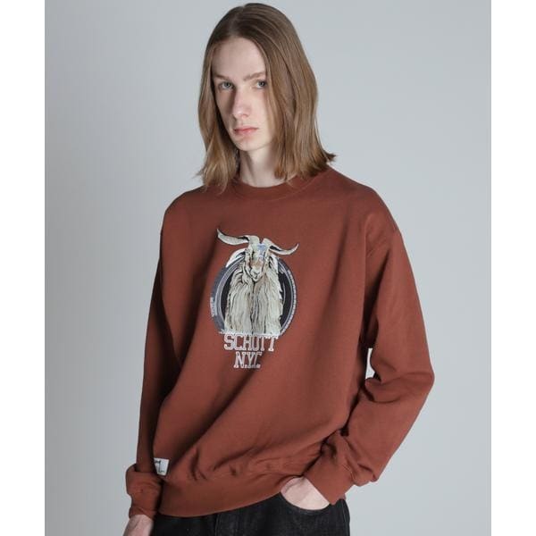 ショット（Schott）/COLOR FLOCKY  GOAT CREW SWEAT／カラーフロッキー ゴート クルースウェッ