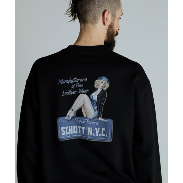 ショット（Schott）/CREW SWEAT PINUP GIRL／クルースウェットピンナップガール
