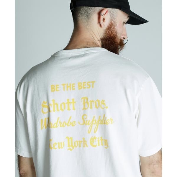 ショット（Schott）/WASH T−SHIRT ADVERTISEMENT／スノーウォッシュ Tシャツ アドバタイ