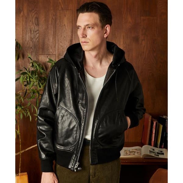 ショット（Schott）/LEATHER HOOED JACKET／レザー フーデッドジャケット