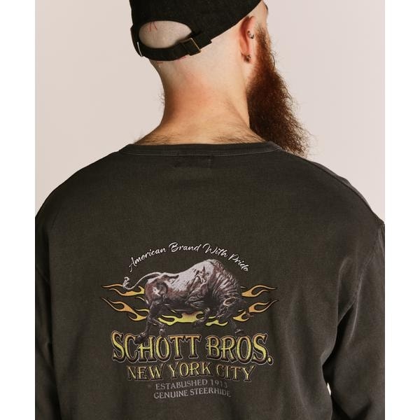 ショット（Schott）/FIRE PTTERN HENLEY  LS T−SHIRT／ファイアーパターン ヘンリー LS T