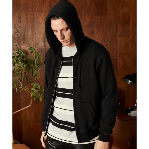 ショット（Schott）/LEATHER ELBOW PATCH ZIP HOODED SWEAT／レザー エルボーパッチ ジ