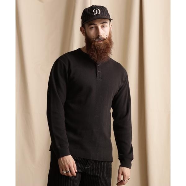 ショット（Schott）/HONEYCOMB WAFFLE HENRY NECK T−SHIRT／ハニカムワッフル ヘンリーネ