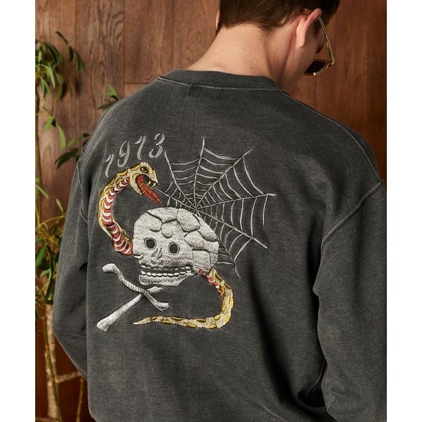 ショット（Schott）/PIGMENT SKULL AND SNAKE CREW SWEAT／ピグメントスカル アンド スネ