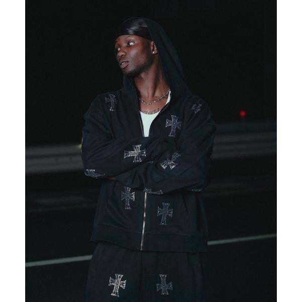 エルエイチピー（LHP）/UNKNOWNLONDON／アンノウンロンドン／OUTLINE RHINESTONE HOODIE