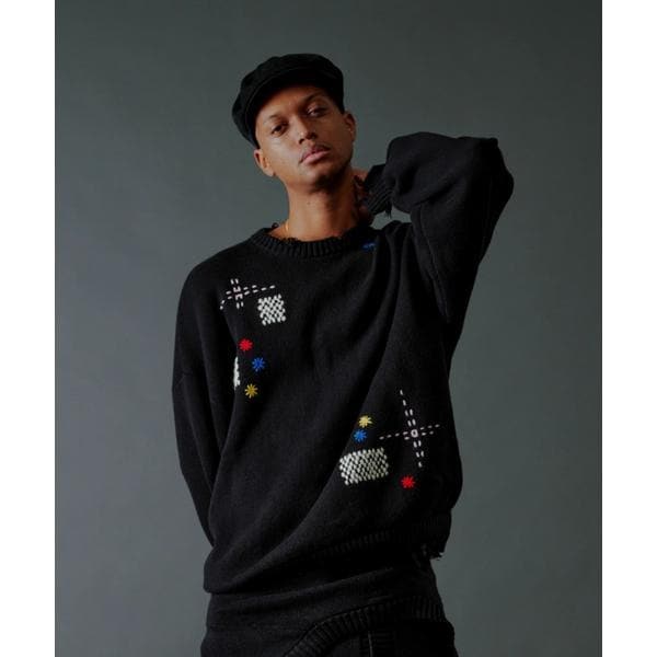 ビーバー（BEAVER）/B omnivore／ビーオムニボー　HAND STITCH CREWNECK KNIT ハンドステ