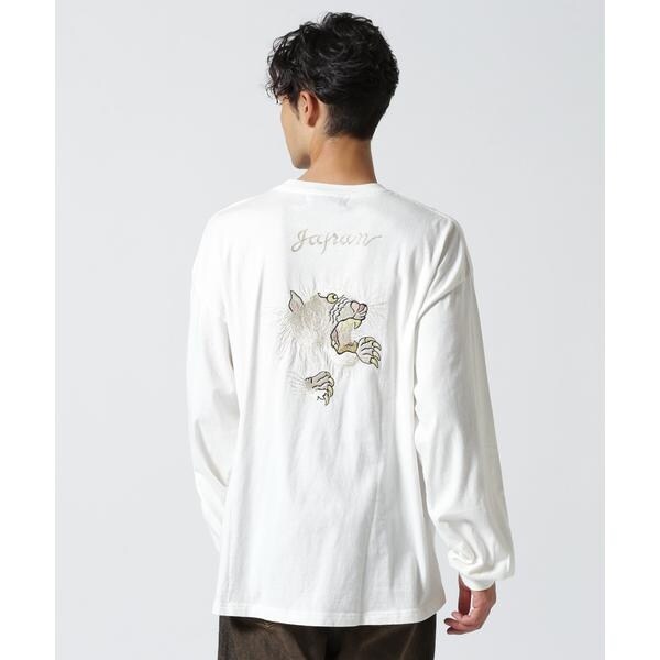 ビーセカンド（B’2nd）/REMI RELIEF(レミレリーフ) 別注LW加工20／−天竺BIGサイズロンT（刺繍：虎）