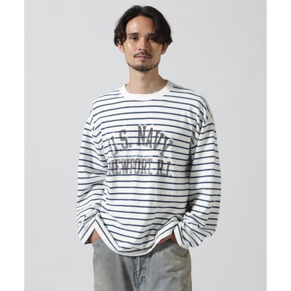 ビーセカンド（B’2nd）/REMI RELIEF(レミレリーフ) INDIGOボーダーロンT（US NAVY)