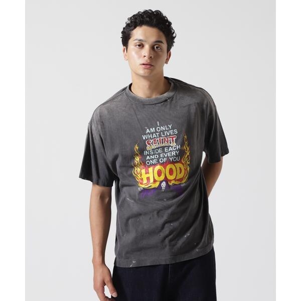 ロイヤルフラッシュ（ FLASH）/SAINT MICHAEL／セントマイケル／NH SS TEE STHD．HOOD BLACK