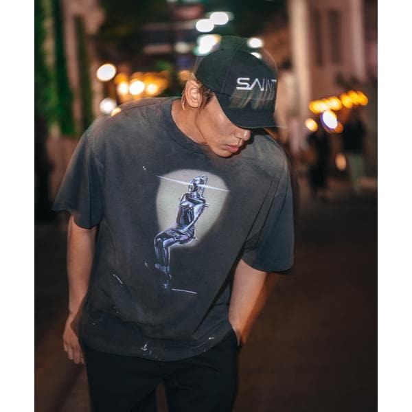 ロイヤルフラッシュ（ FLASH）/SAINT MICHAEL／セントマイケル／SRYM_SS TEE／MASK／BLACK