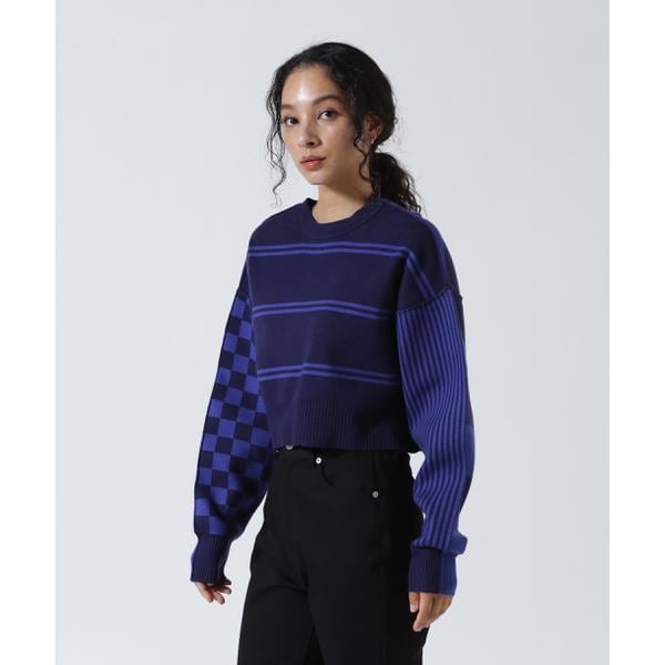 ロイヤルフラッシュ（ FLASH）/AULA AILA／アウラアイラ／別注マルチボーダー2WAYニット