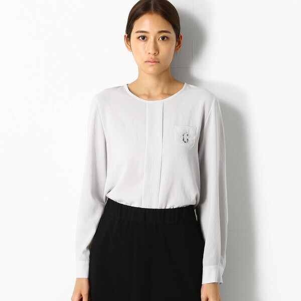 【NEW】コムサ/ノルディックシフォン　刺繍　ブラウス
