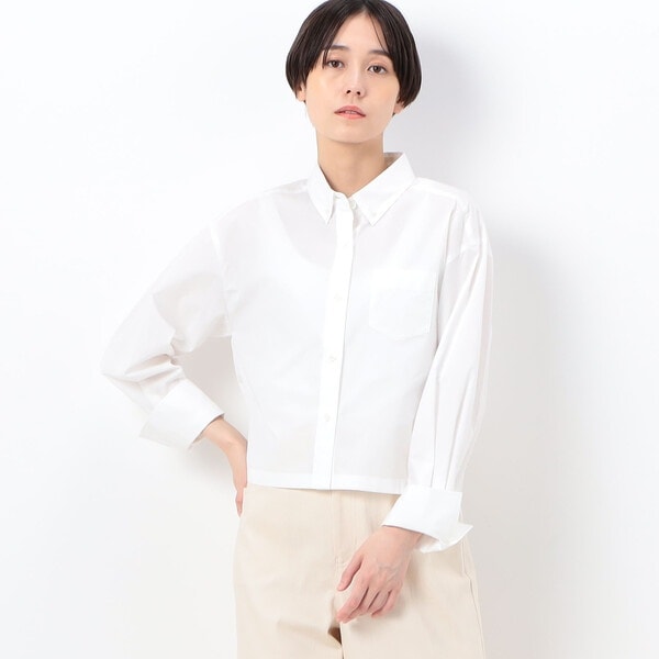 コムサ（COMME CA）/オーガニックコットンマグワッシャー クロップド丈シャツ