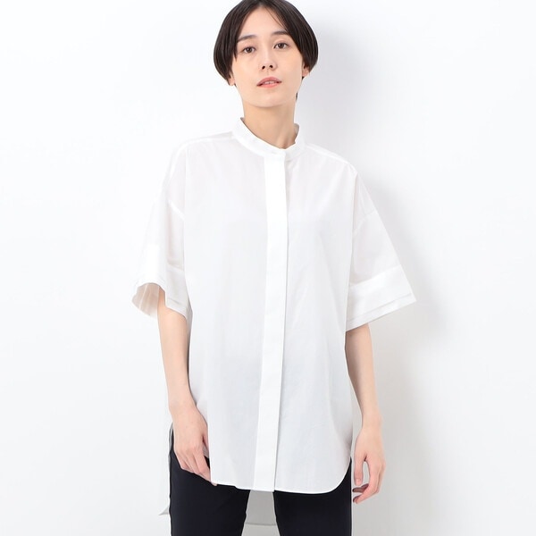 コムサ（COMME CA）/オーガニックコットンマグワッシャー スタンドカラーシャツ