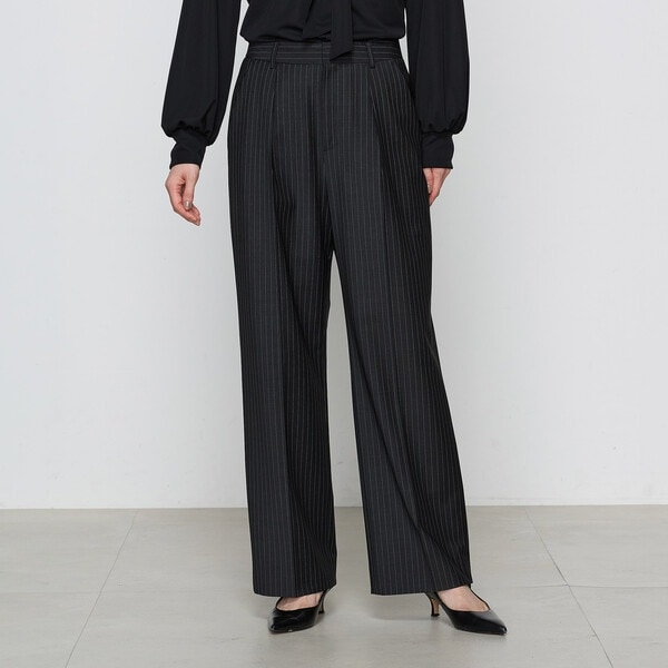 コムサ（COMME CA）/【セットアップ対応】ブライトリートロストライプ ワイドパンツ