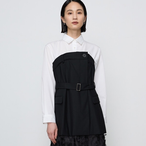 コムサ（COMME CA）/【セットアップ対応】ストレッチトロ ビスチェ付きブラウス