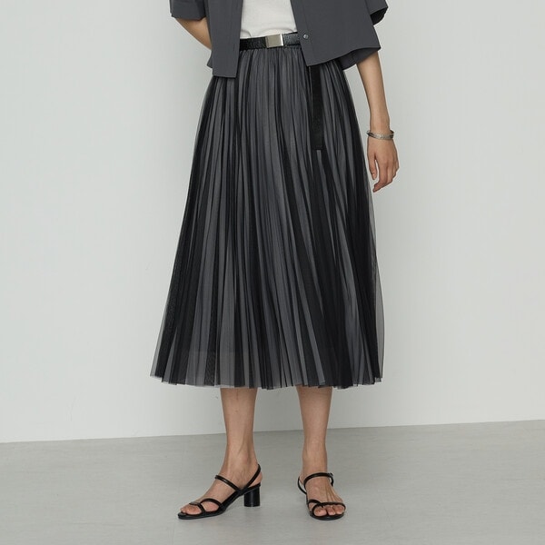 コムサ（COMME CA）/【セットアップ対応】ソフトチュール×オーガンジートリコット広幅 スカート