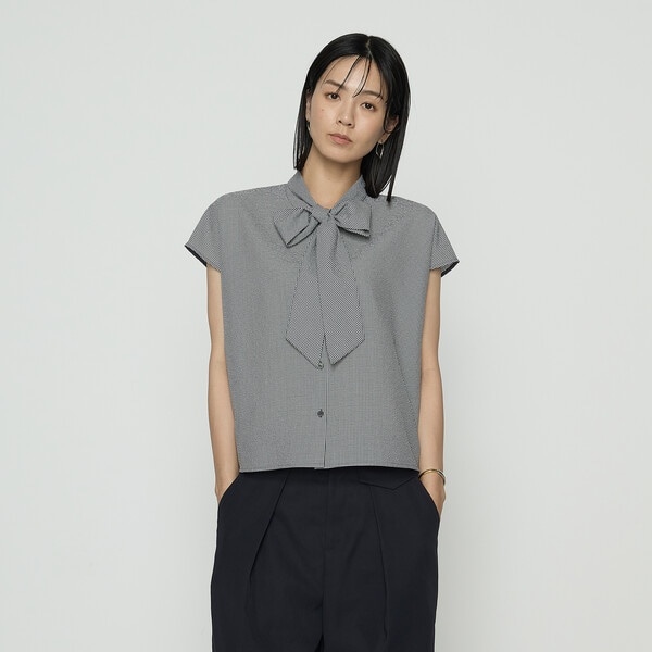 コムサ（COMME CA）/シアーサッカーギンガム ボウタイブラウス