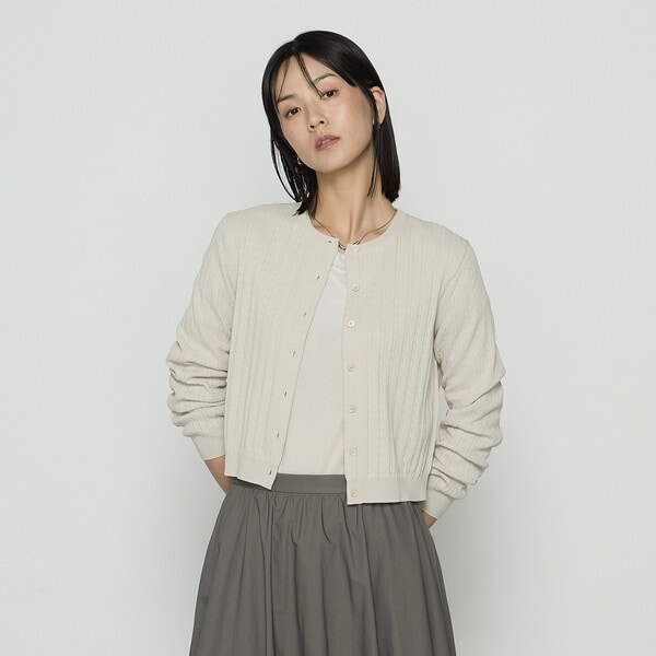 コムサ（COMME CA）/〔 TALLサイズ 〕 コットンダルストレッチ ケーブルカーディガン