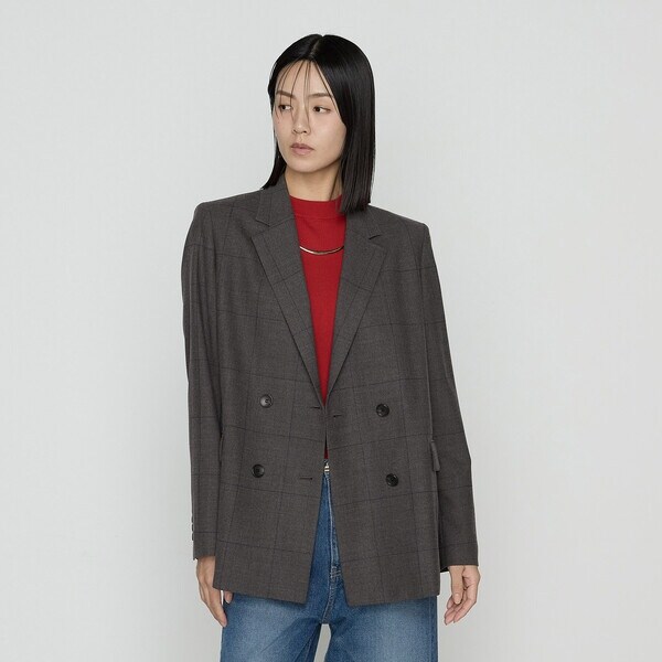 コムサ（COMME CA）/〔 TALLサイズ 〕 トリアセウールフラノウィンドペン ダブルジャケット