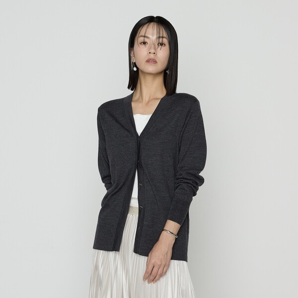 コムサ（COMME CA）/ウール梳毛 Vネックカーディガン