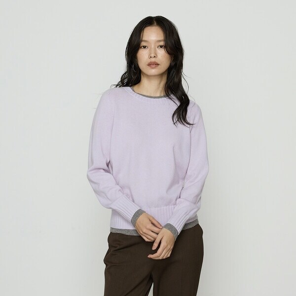 コムサ（COMME CA）/〔 TALLサイズ 〕 カシミヤ混ウール バイカラーニット