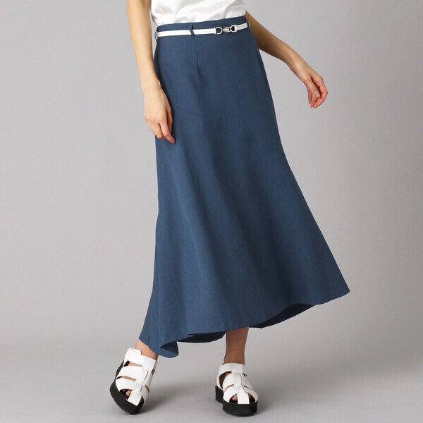 ルミノーゾ・コムサ/綿麻ツイルストレッチ　マーメイドフレアスカート