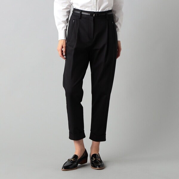 ルミノーゾ・コムサ（LUMINISO COMMECA）/平二重織りストレッチ タックテーパードパンツ