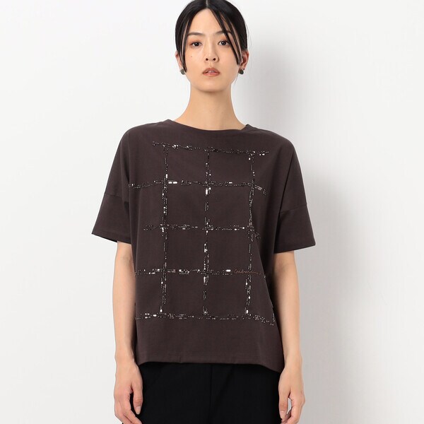 ギャバジン K．T（Gabardine K．T）/【洗える】プレーティング天竺　チェック柄刺繍プルオーバー