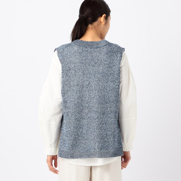 ギャバジン K．T/【前後２ＷＡＹ】ミックスカラーリネンコード ニットベスト ギャバジン K．T/【前後2WAY】ミックスカラーリネンコード ニット