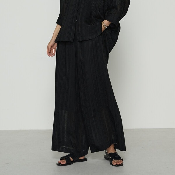 ギャバジン K．T（Gabardine K．T）/〔 +サイズ 〕 ジャカードボーダー タックワイドパンツ