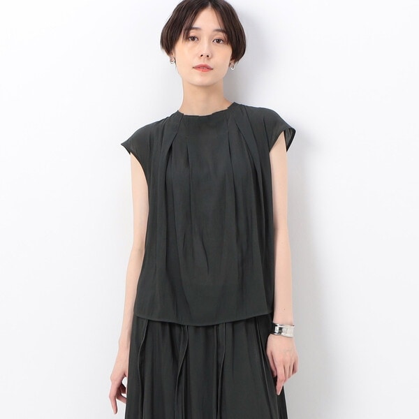 K．T キヨコ タカセ（K．T KIYOKO TAKASE）/【セットアップ対応】スプリットジョーゼット アートプリント タックブラウス