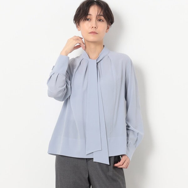 K．T キヨコ タカセ（K．T KIYOKO TAKASE）/〔 Sサイズ 〕 トリアセコットンサテン ボウタイブラウス