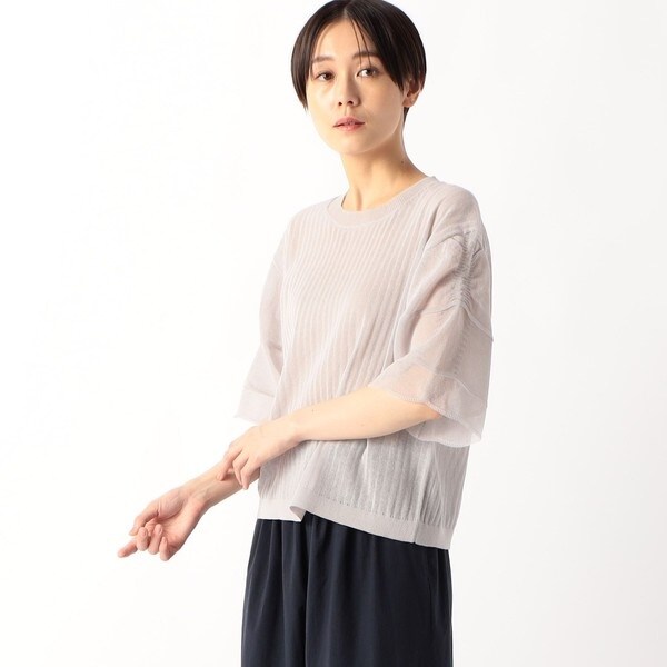 K．T キヨコ タカセ（K．T KIYOKO TAKASE）/ストライプ調シアーニット ベルスリーブシアープルオーバー